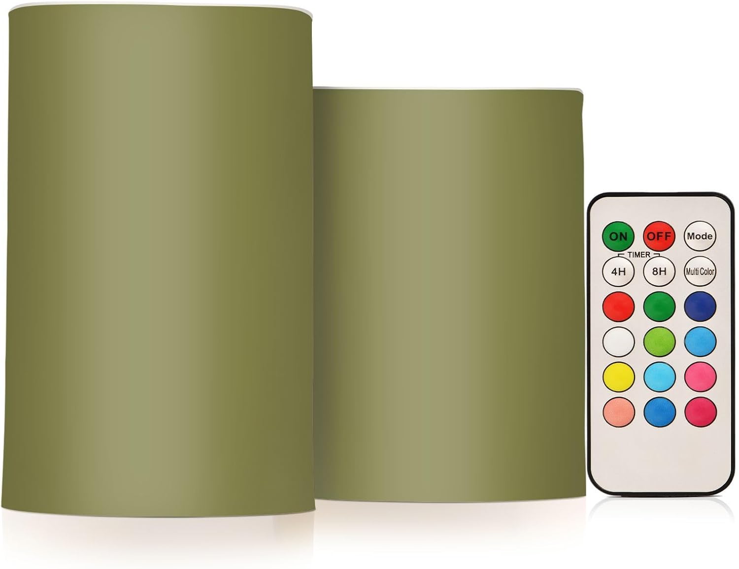 Amazon.com: DOMIKING Olive Green Flameless Candles with Remote Control ...