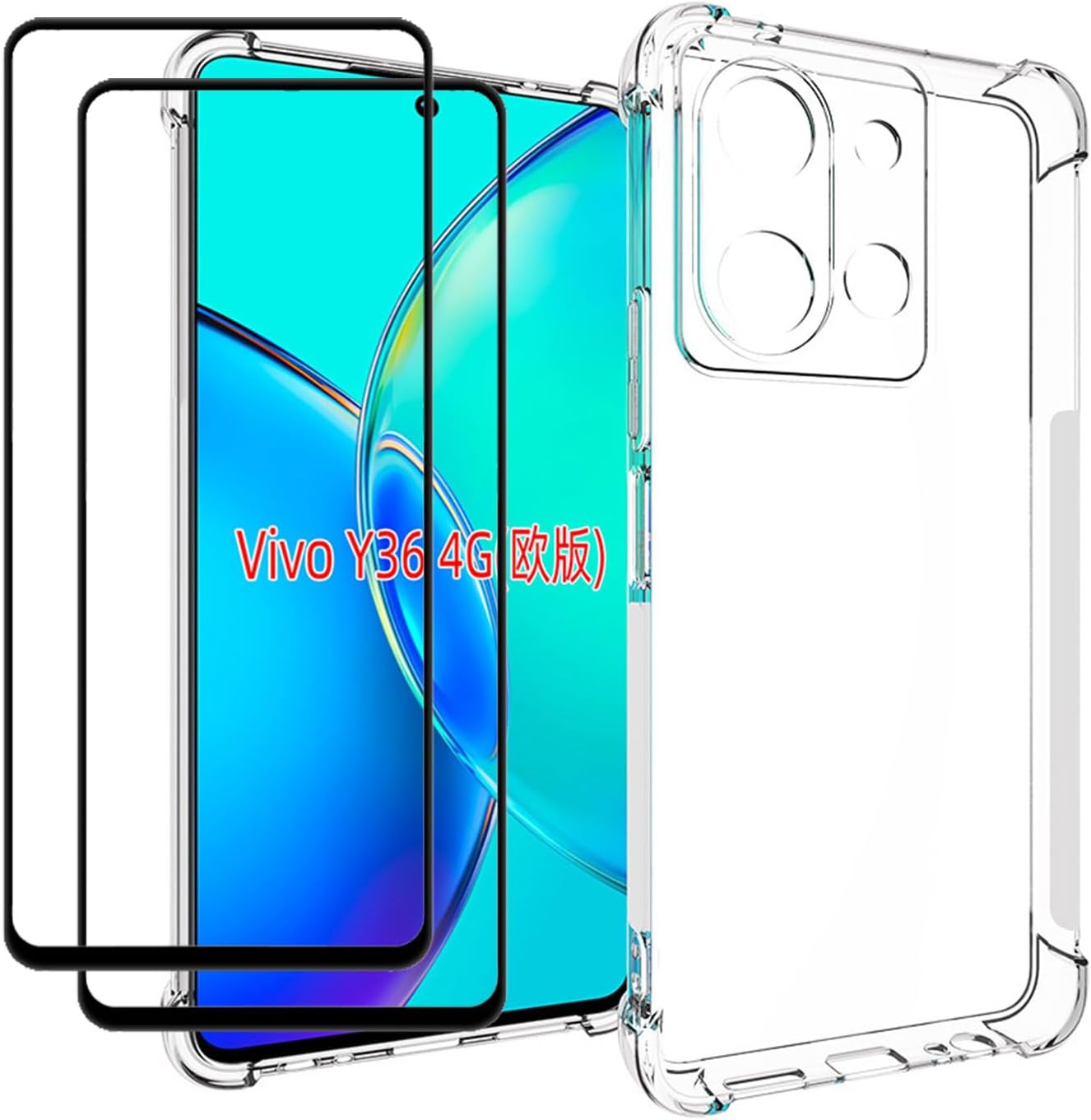 USTIYA Funda para Vivo Y36 4G Case Uso Rudo Bumper,Shock-Absorción TPU Transparente Carcasa con ...