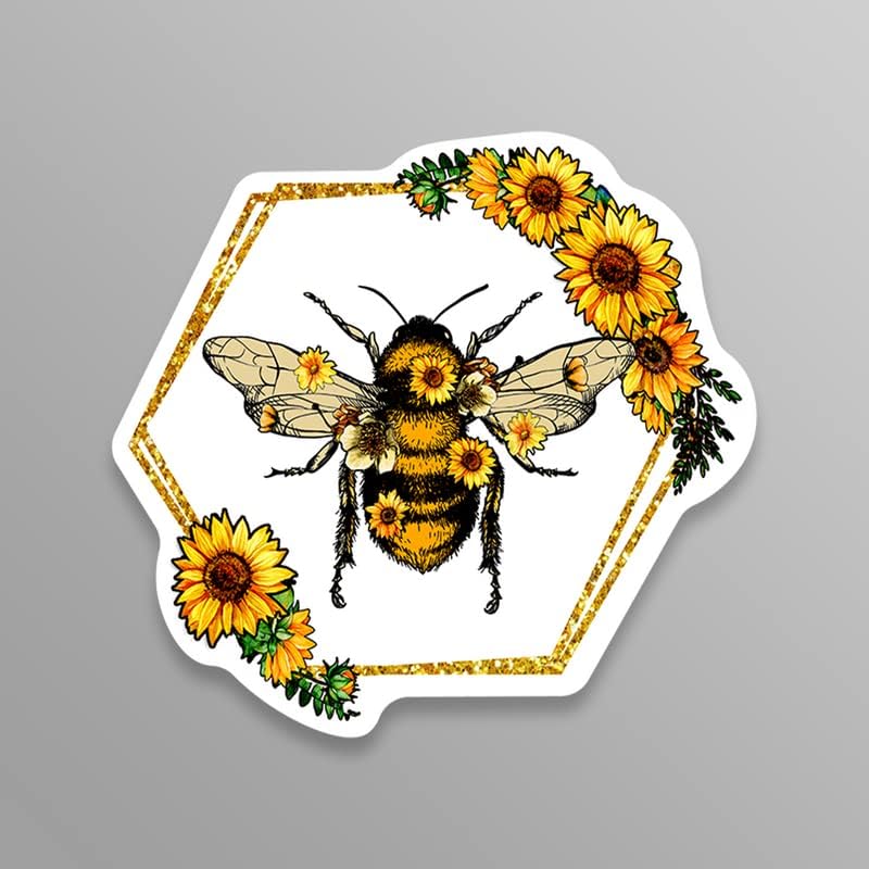 Amazon.com - Honeycomb Bumble Honey Bee Sunflower Vinyl Decal Sticker ...