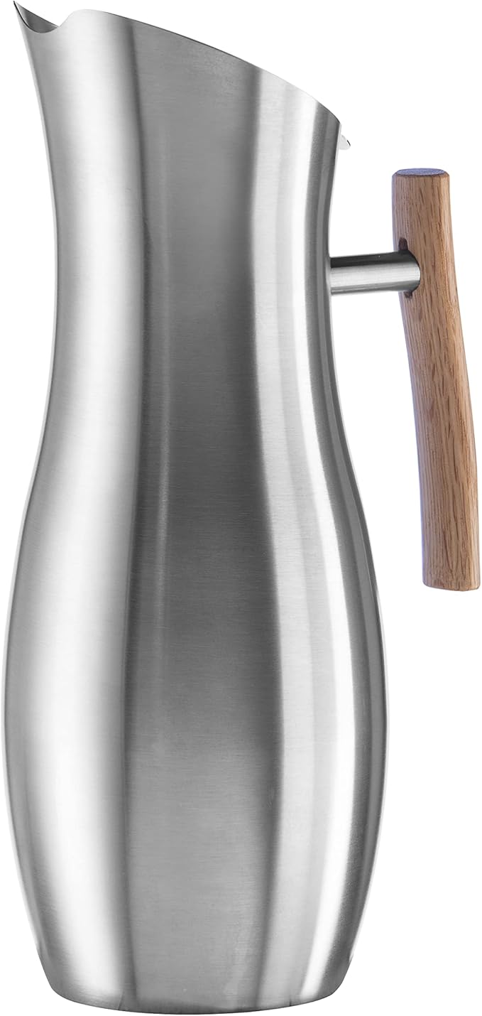 OGGI Slimline Stainless Steel Pitcher- Stainless Steel Water Pitcher w ...