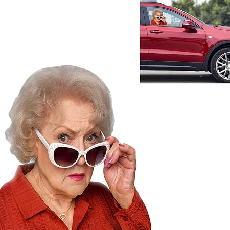Amazon.com: Senksll Betty-White Car Window Cling Funny Car Sticker ...