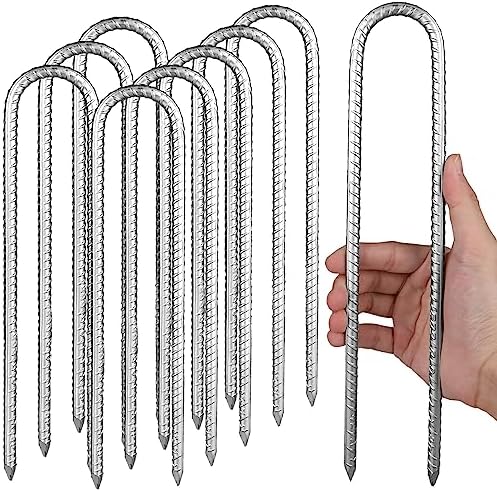 YAYODS 8PCS Rebar Stakes, 12Inch Heavy Duty Galvanized Tent Pegs, U ...