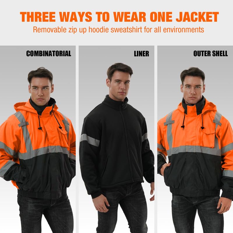 Snapklik.com : SKSAFETY 3-in-1 High Visibility Winter Bomber Jackets ...