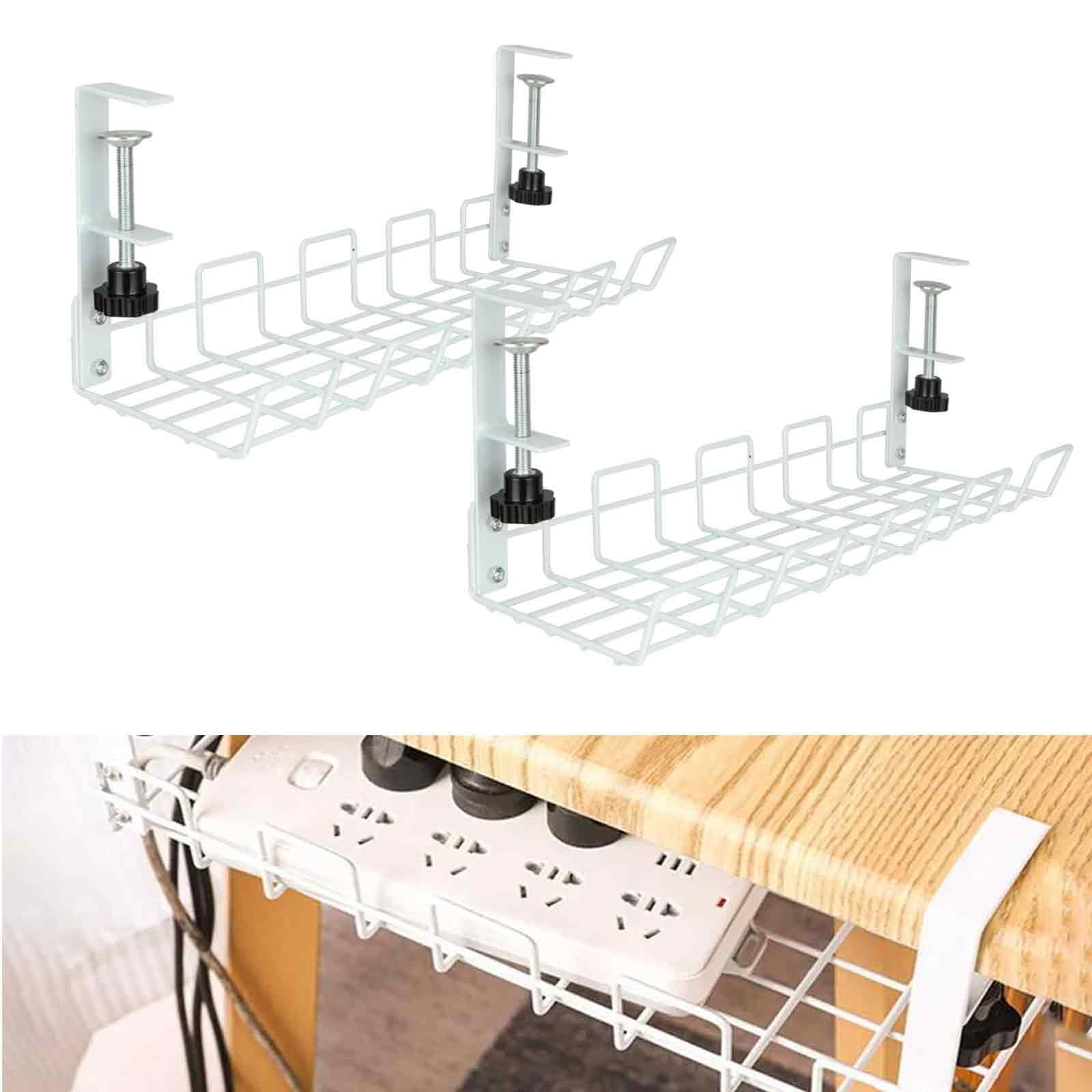 CYEER 2 Pack Cable Management Under Desk, White Cable Tidy Under Desk ...