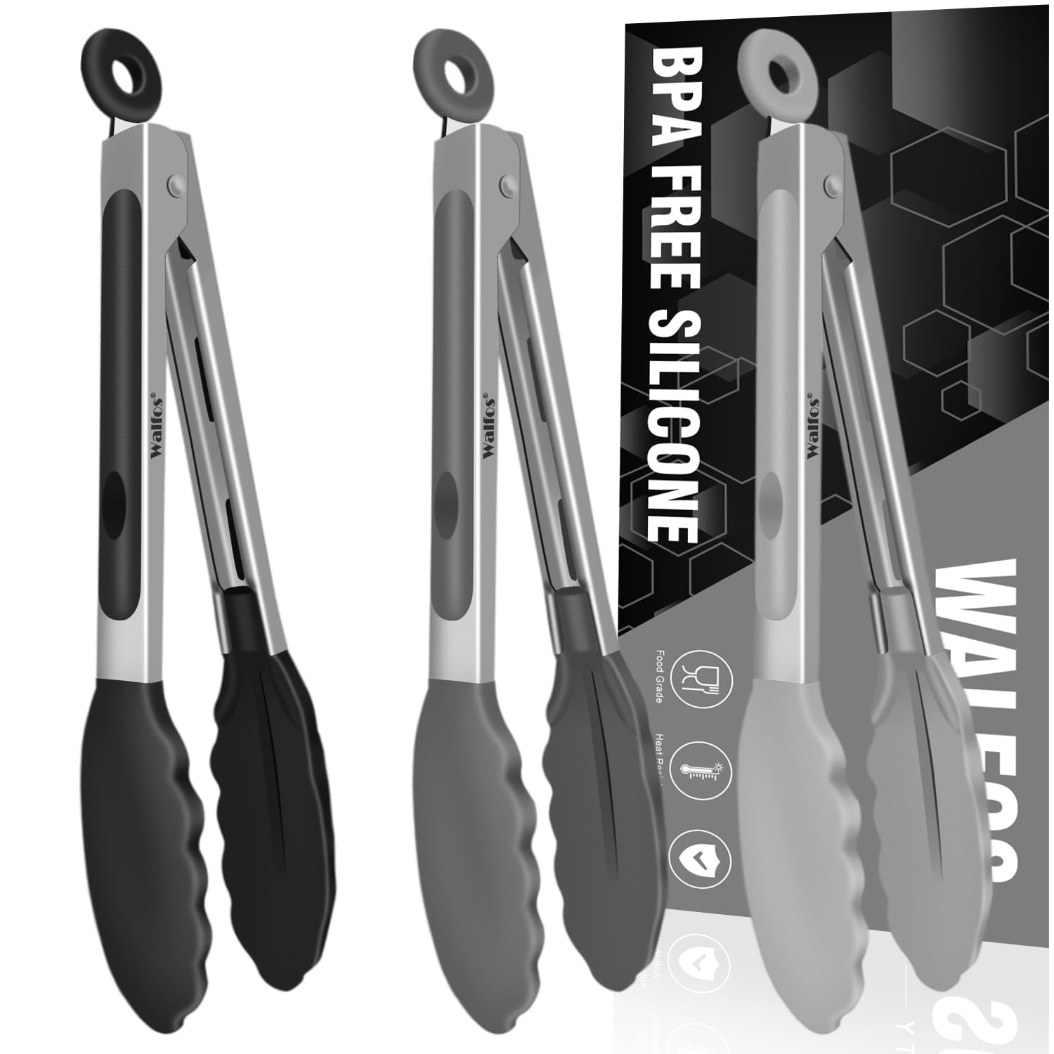 Snapklik.com : Walfos Small Silicone Tongs For Cooking- 7 Inch Mini ...