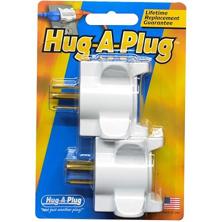 Hug-A-Plug Grounded Right Angle Adapter Plug - White [15a 125v Current ...