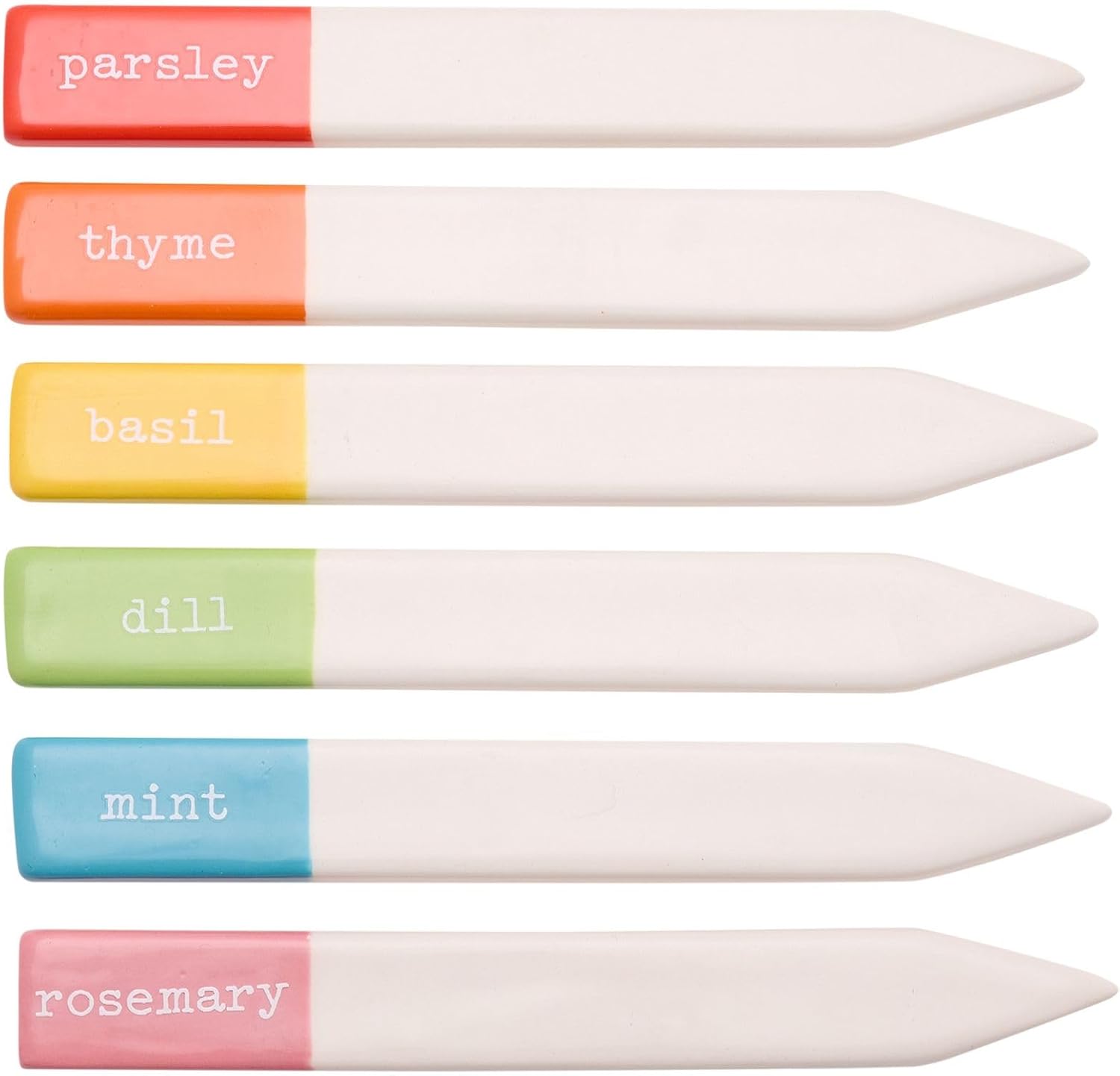 Amazon.com: Ceramic Herb Sticks 6 Country Living Colourful Label Garden ...
