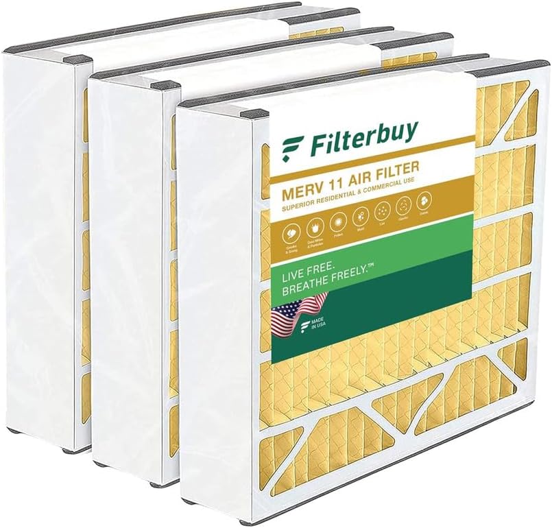Filterbuy 20x25x5 Air Filter MERV 11 Allergen Defense (3-Pack), Pleated ...