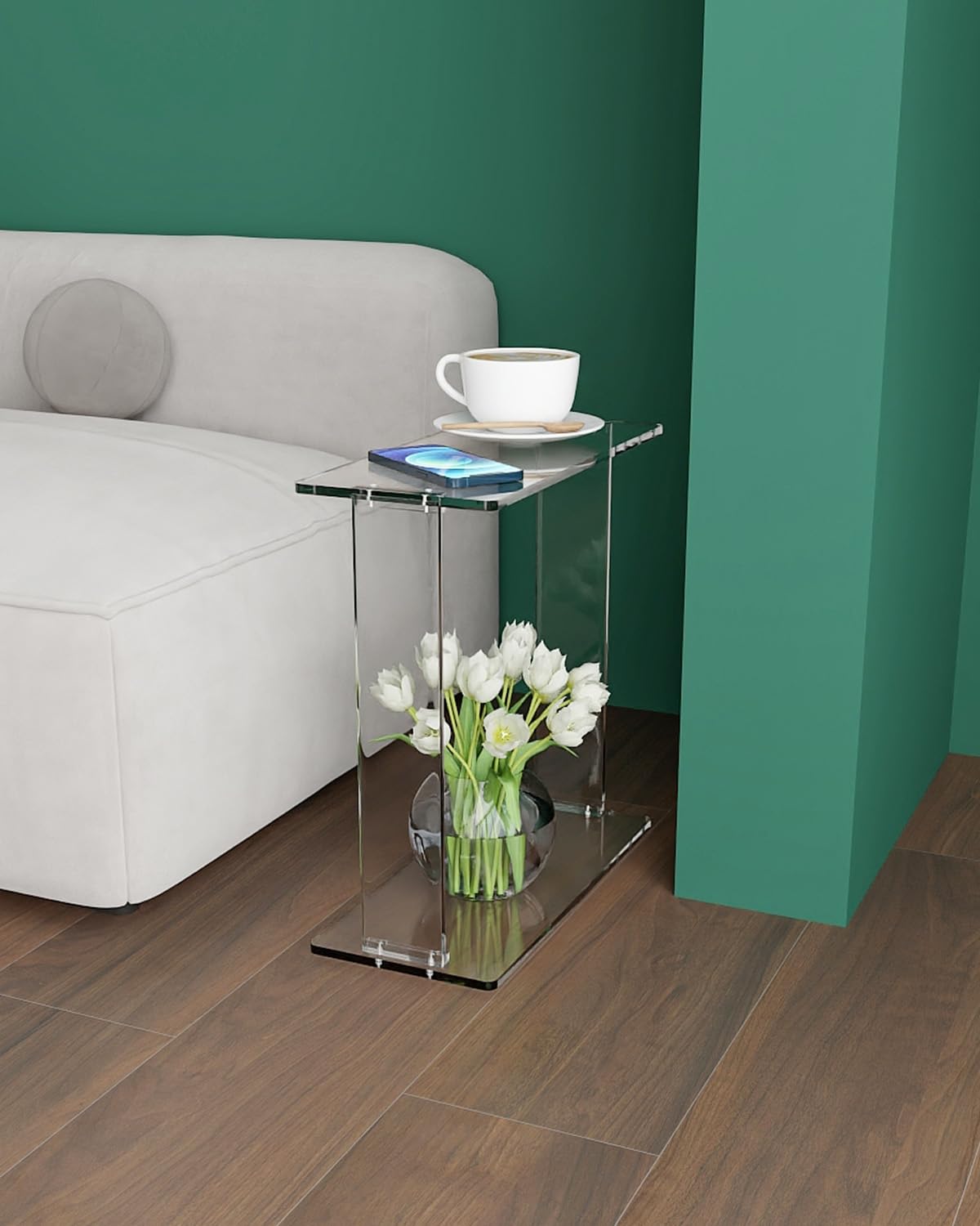Snapklik.com : Acrylic Side Table, 7" D Narrow Skinny Slim For Small ...