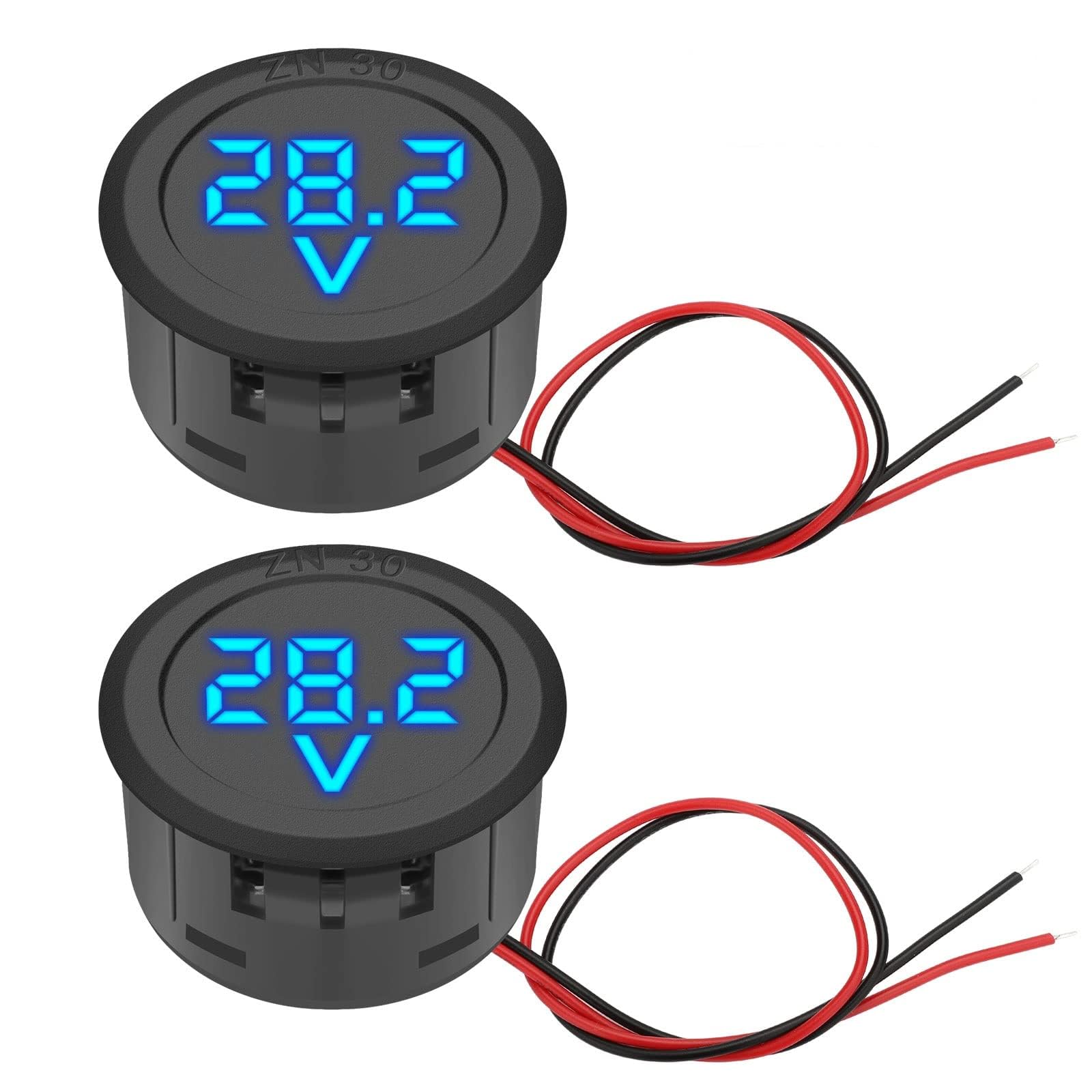 Linkstyle DC 4V-100V Voltage Gauge, LED Digital Two-Wire Battery Meter ...