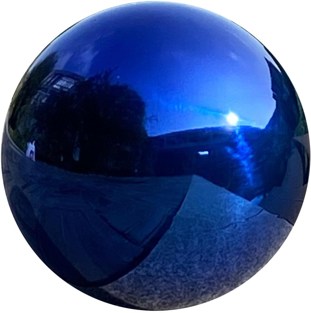 Amazon.com: SUCREVING Stainless Steel Blue Gazing Mirror Ball,8inch ...