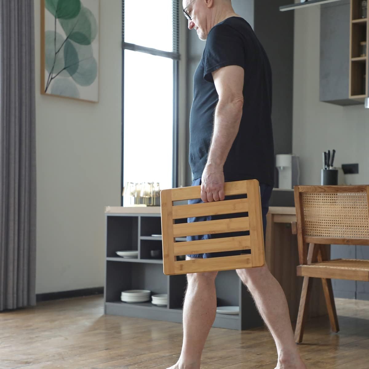 Buy OasisCraft One Step Stool 4 Inch, Bamboo Platform Safety Step for ...