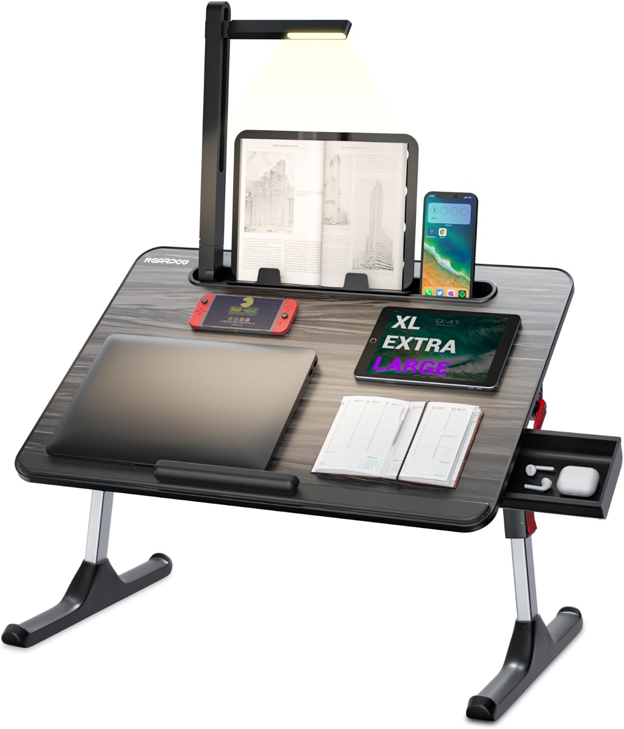 Amazon.com: Laptop Bed Tray Desk with LED Desk Lamp, SAIJI Adjustable ...