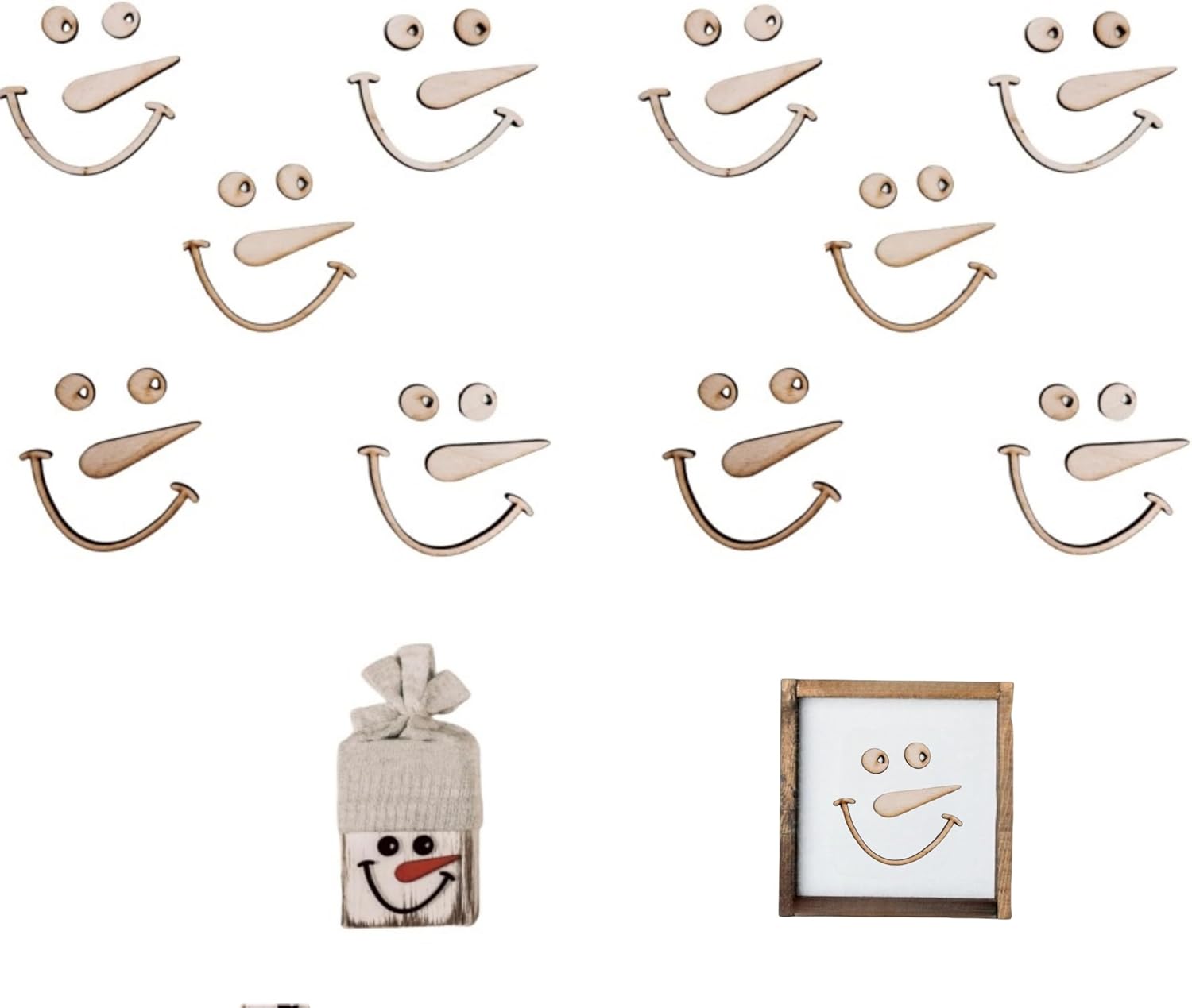 Amazon.com: Generic 10 Piece Wooden Snowman Face Blank, Christmas ...