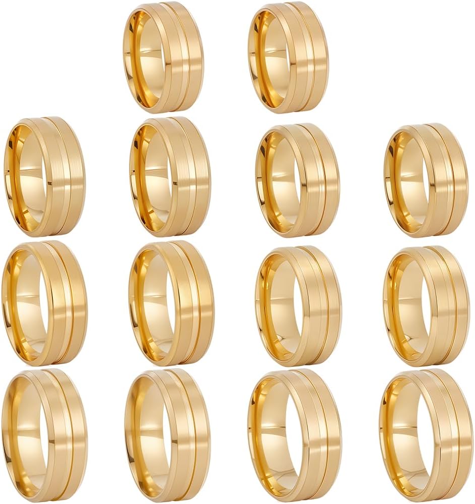 Amazon.com: SUNNYCLUE 1 Box 14Pcs Gold Stainless Steel Ring Blanks ...