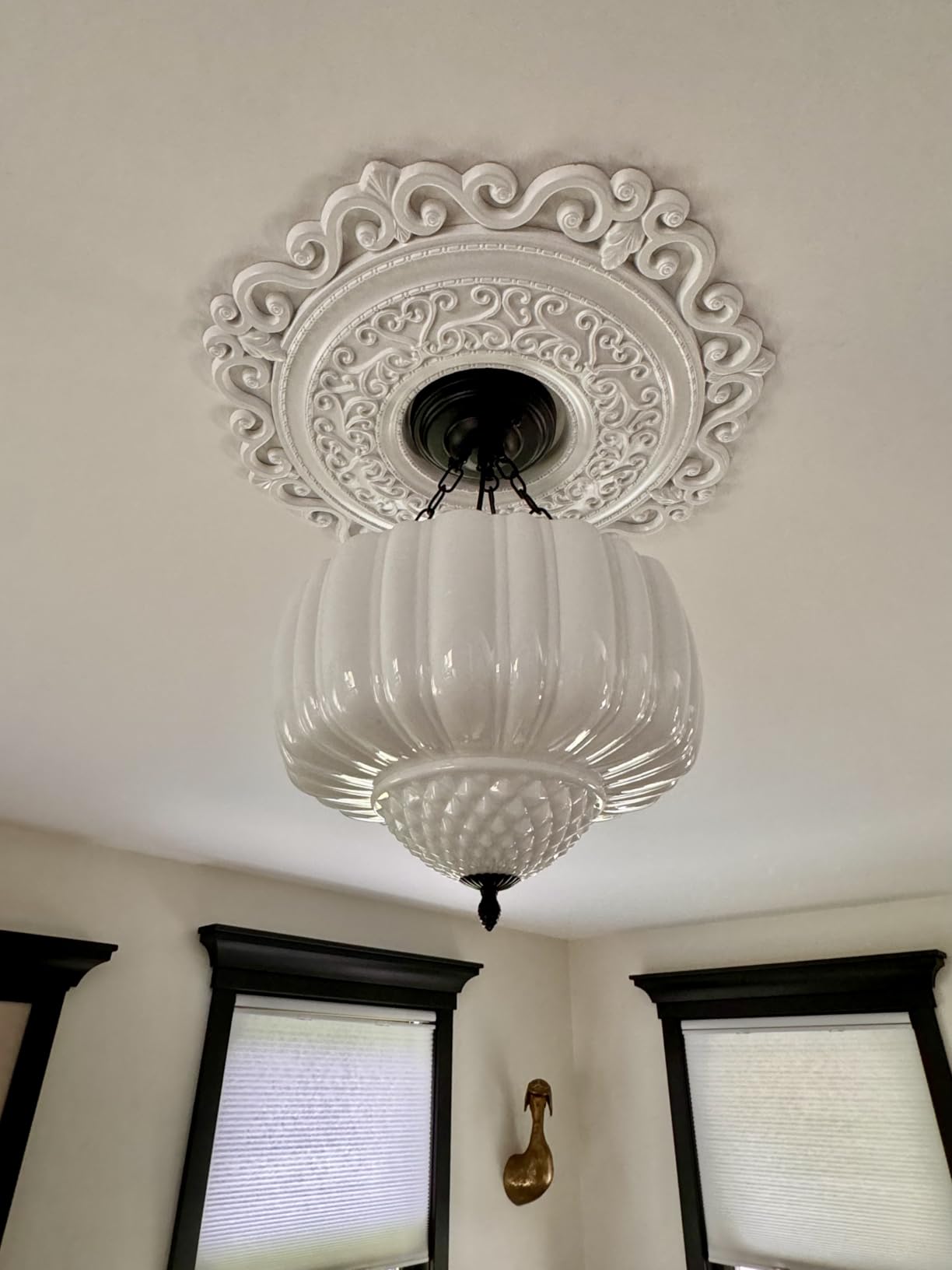 FCTWAKS Large Milk Glass Pendant Light, 14" Mid Century Modern ...