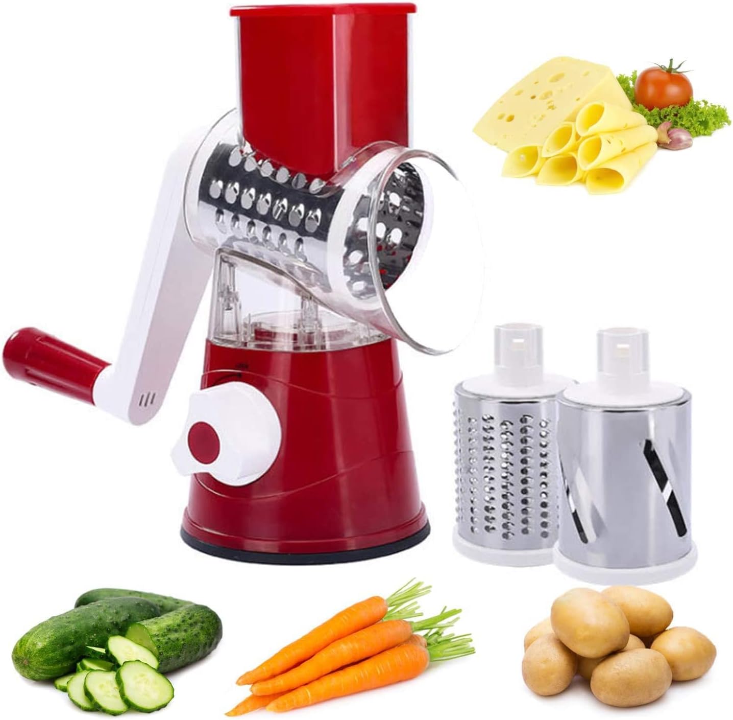 KOKSI Râpe à fromage rotative, trancheuse à légumes, éplucheur à noix ...