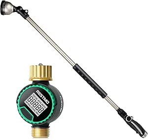 Amazon.com: RESTMO 36” Long Watering Wand, Metal Garden Hose Wand with 180° Swivel Head, Water ...