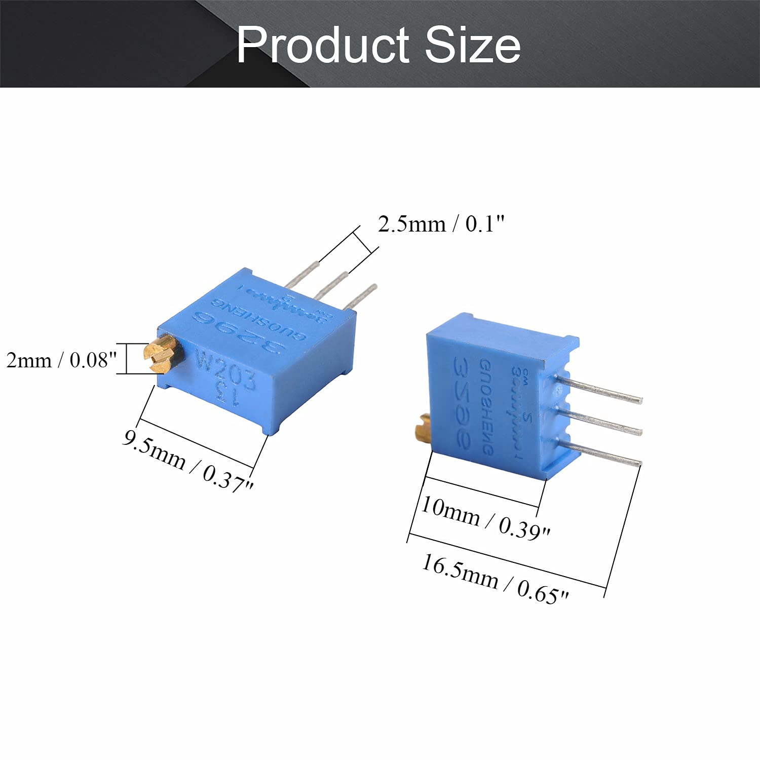 Snapklik.com : Fielect 50Pcs 20K Ohm Multiturn Trimmer Potentiometer ...