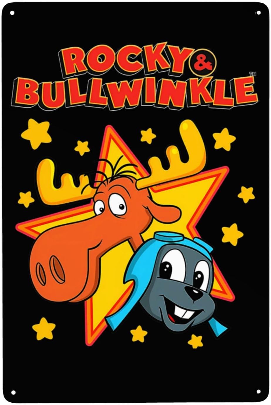 Amazon.com: Uiuzirv Rocky and Anime Bullwinkle Metal Signs Wall Art ...