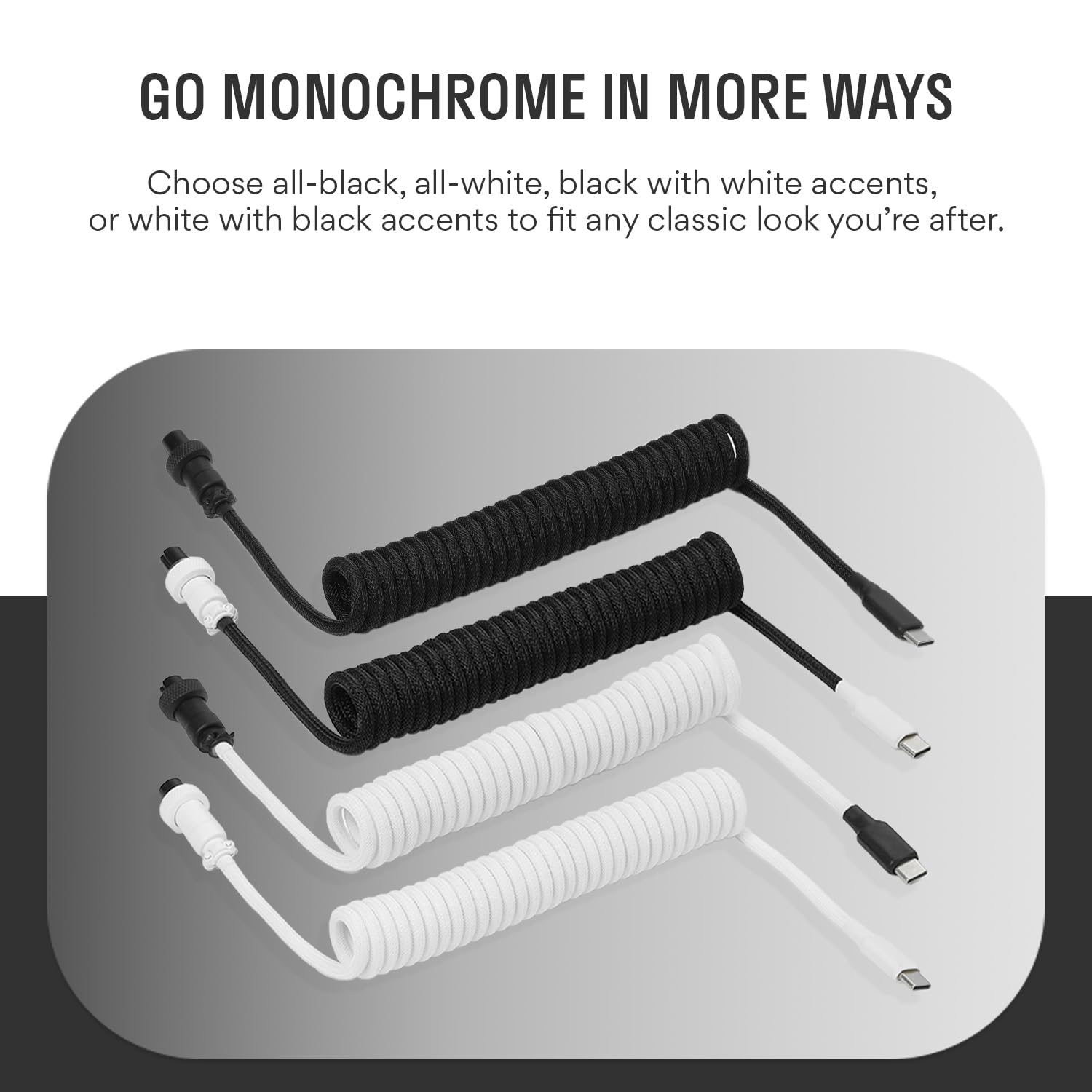 Snapklik.com : DROP Black And White Coiled Keyboard Cable