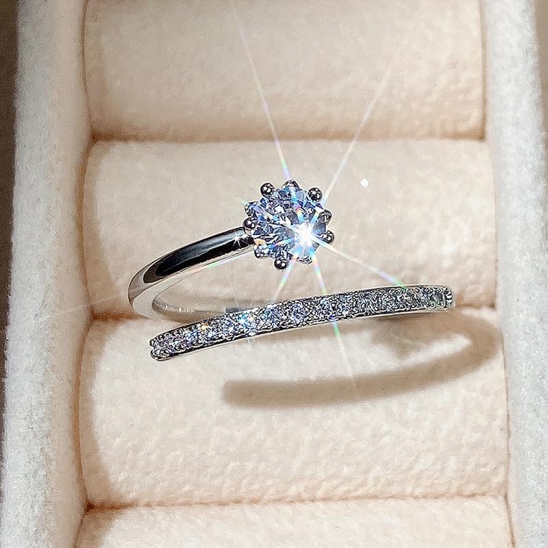 Amazon.com: 925 Sterling Silver Shiny Full Diamond Ring Adjustable ...