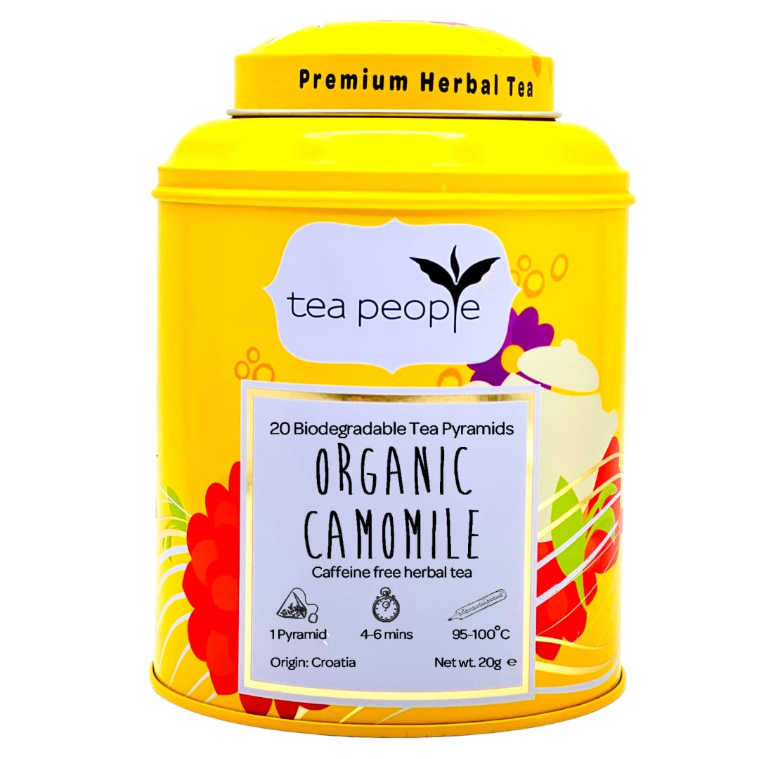 Tea People Organic Camomile Tea Pyramids in a Tin Caddy (Pack of 20 ...