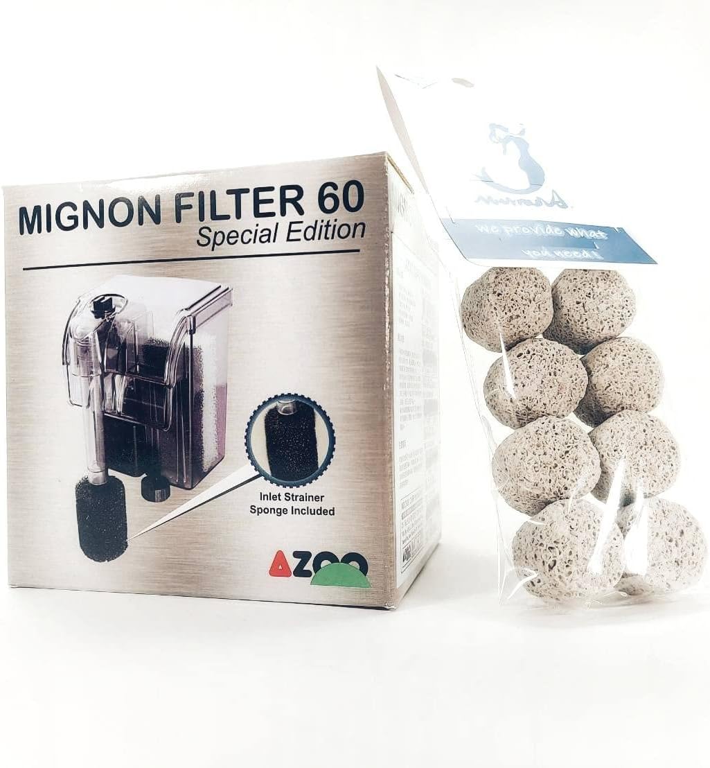 Amazon.com : Azoo Aquarium Equip Mignon Filter 60 and 100g Ceramic Filter Bio Media or 25g ...
