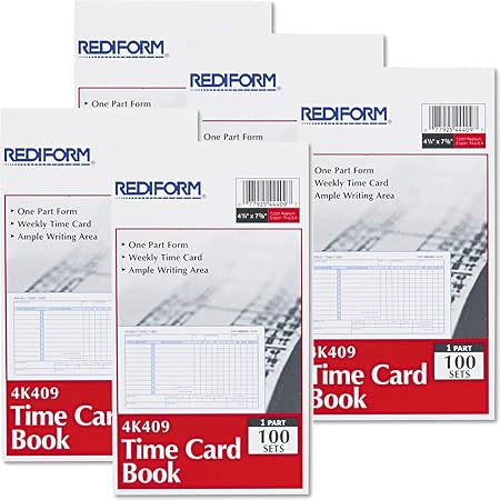 Amazon.com : Time Card Pads, For Weekly Time, 4-1/4"x7", Manila Qty:5 ...