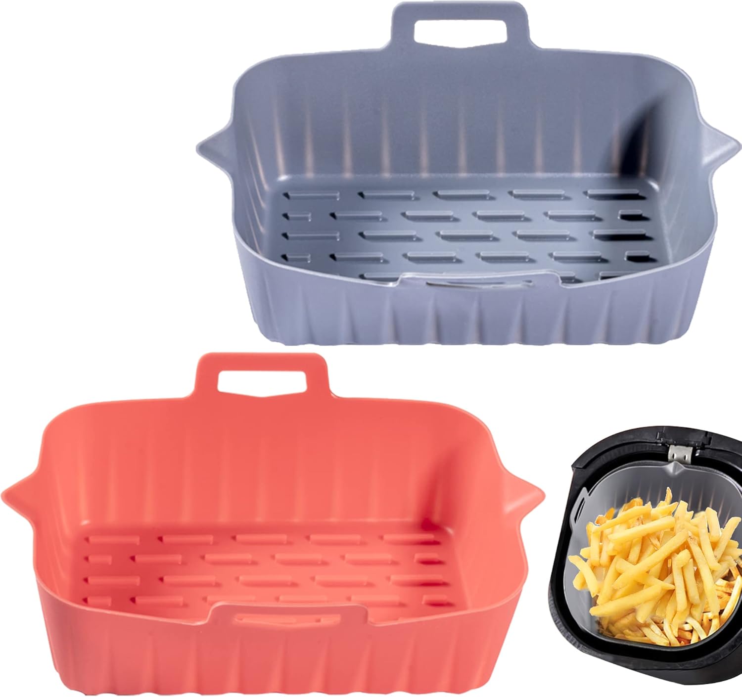Amazon.com: 2Pcs Air Fryer Silicone Liners, Reusable Air Fryer ...
