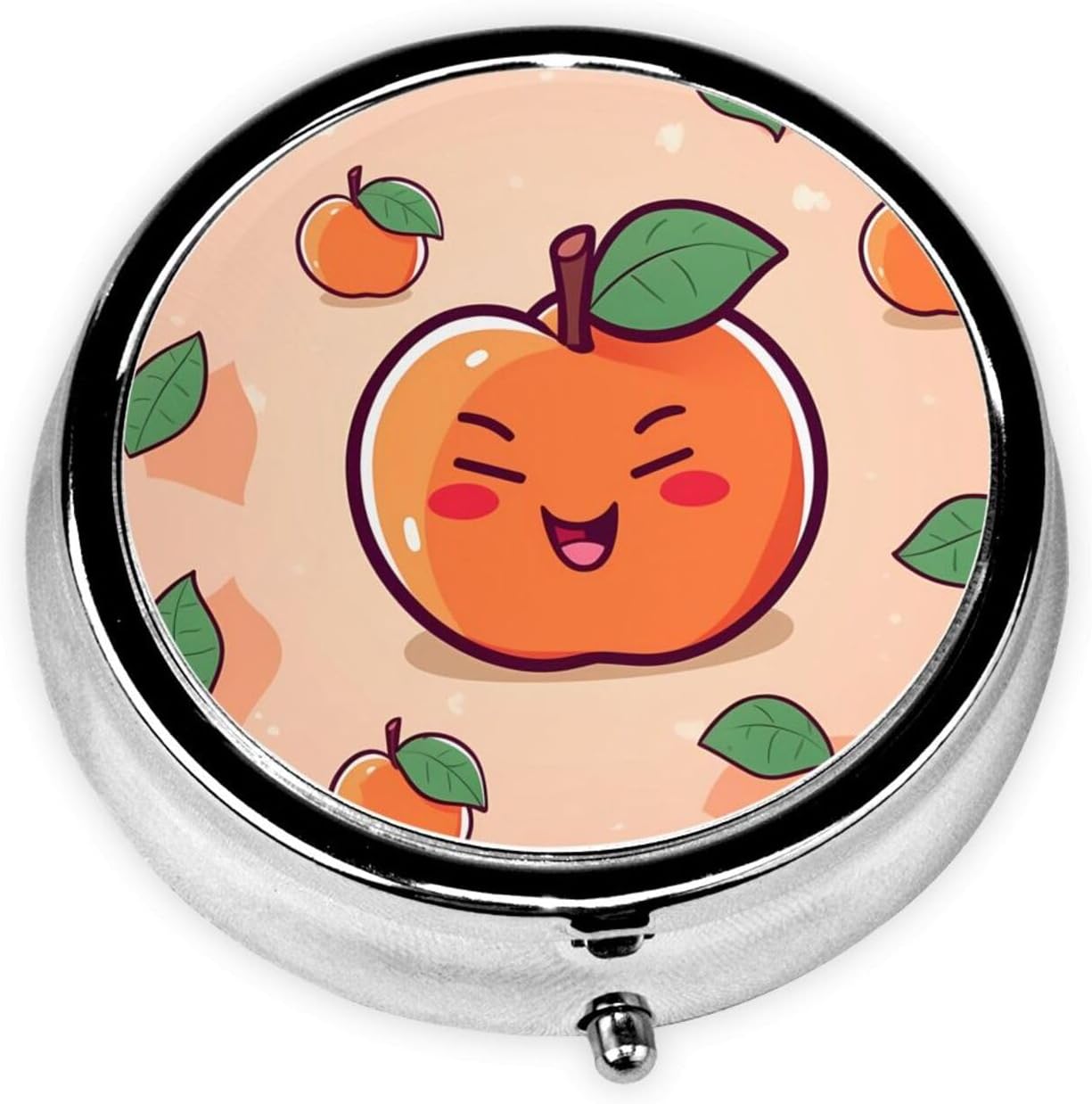Amazon.com: Pink Peach Print Round Pill Box 3 Compartment Medicine Pill ...