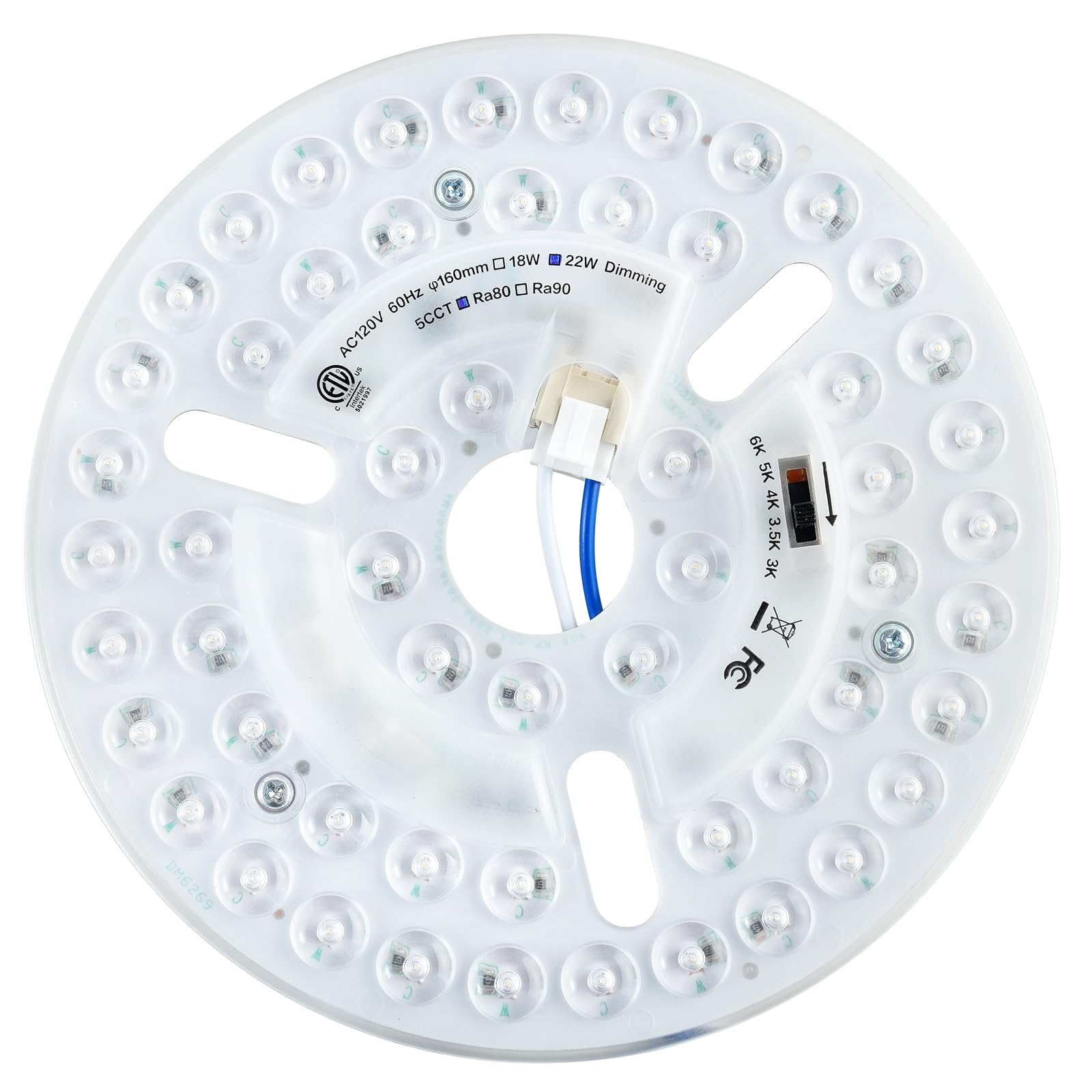 HAOLEDI 6.3" LED Ceiling Fan Light Retrofit Kit, 22W, 2800LM, Ceiling ...