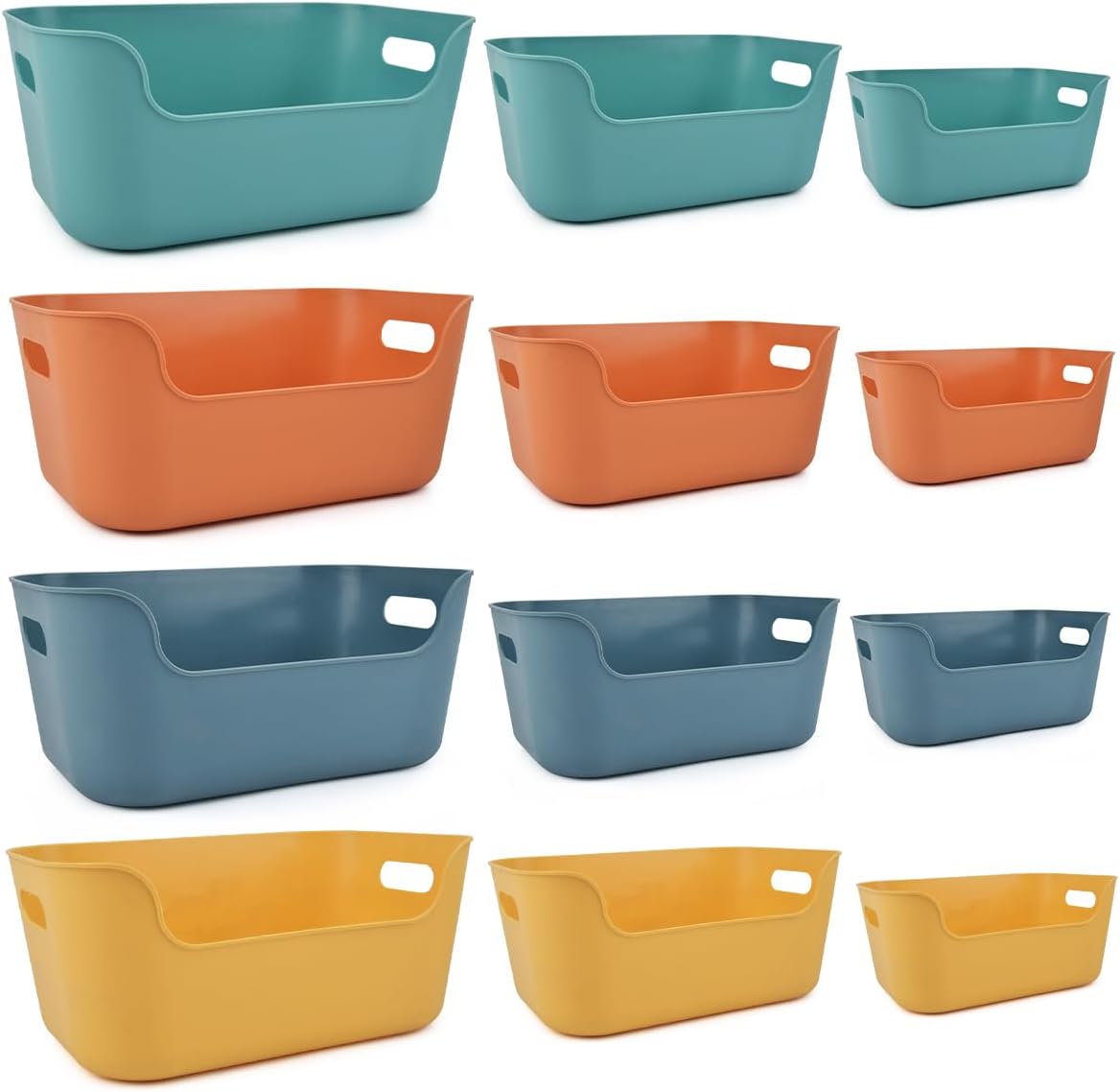 OTYMIOW 12PCS Plastic Storage Boxes Multicolor Stackable Organiser ...