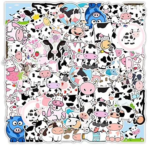Amazon.com: 50 Pcs Cow Stickers Pack, Cute Waterproof Cartoon Vinyl Cow ...