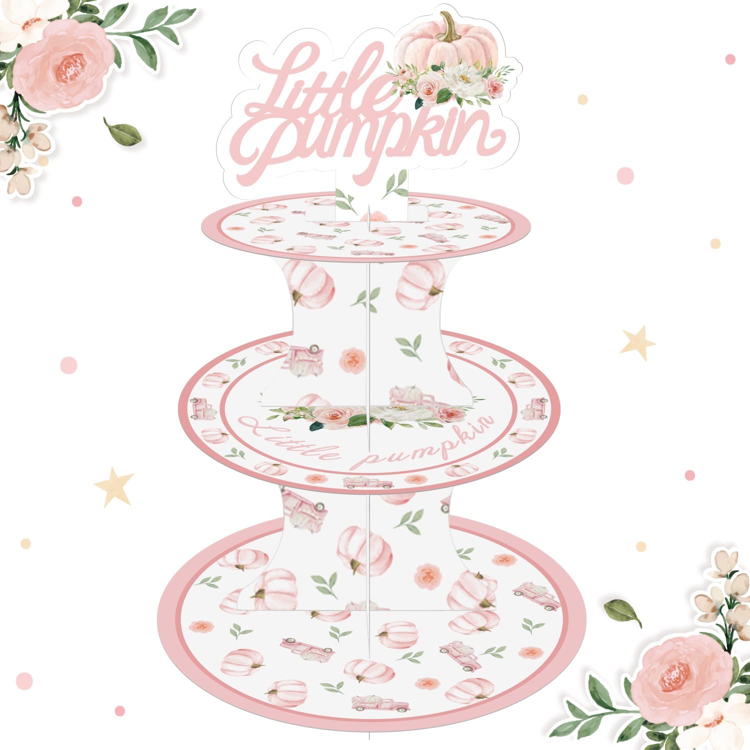 Amazon.com | Pumpkin Cupcake Stand, 3 Tier Little Pumpkin Cardboard ...