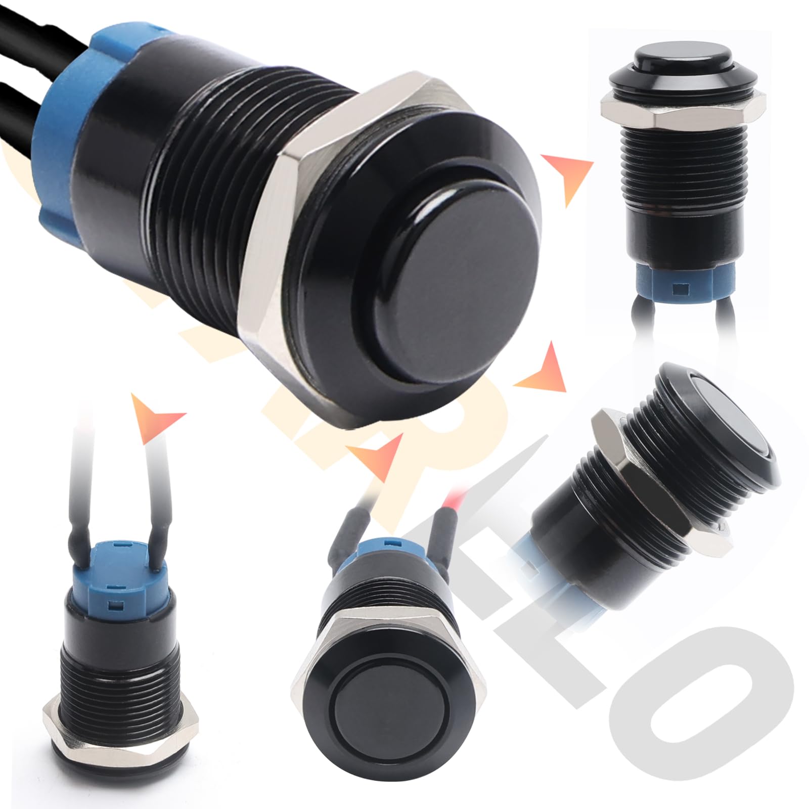 Snapklik.com : STARELO 5pcs 12mm Latching Push Button Switch Black Shell