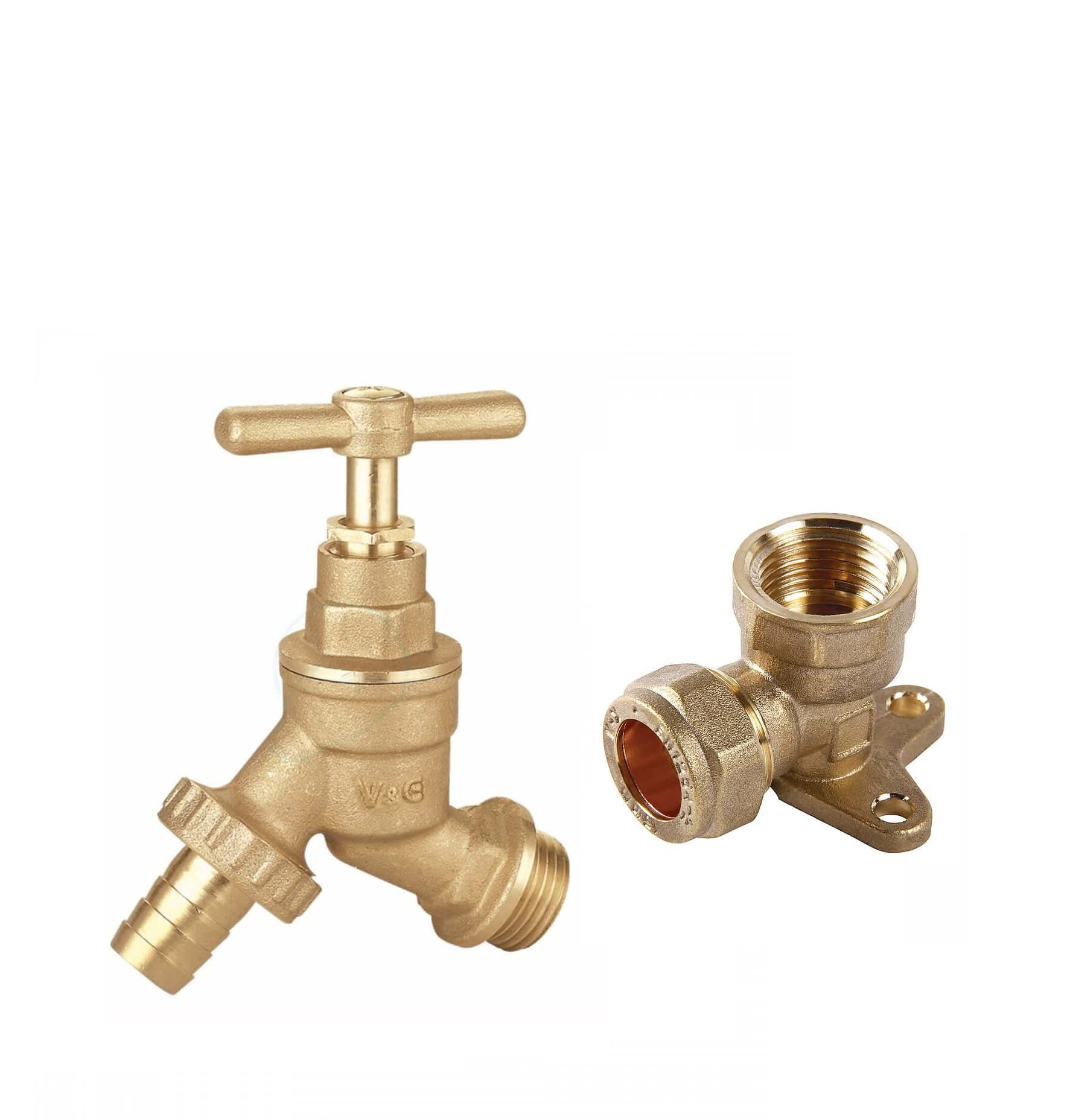 hep® 1/2" BSP Outdoor Garden Tap Bib Tap with 15mm x 1/2" Brass Wall ...