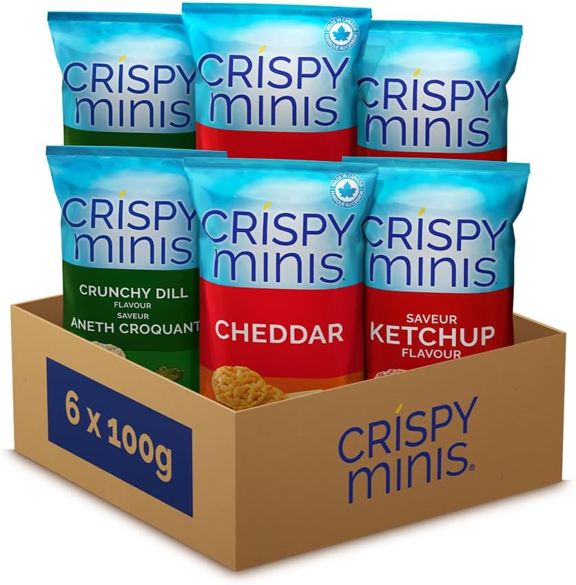 Quaker Crispy Minis Variety Pack - Brown Rice Chips (Cheddar, Ketchup ...