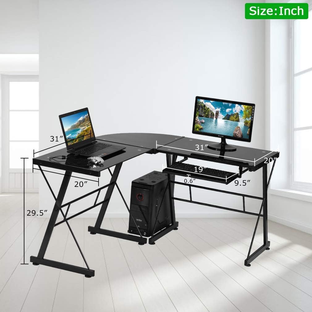 L Shaped Computer Gaming Desk Toughened Glass L Philippines | Ubuy