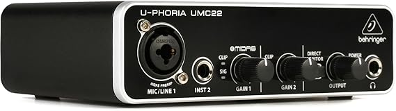 Behringer UMC22 Audiophile 2x2, 48 kHz USB Audio Interface with Midas ...