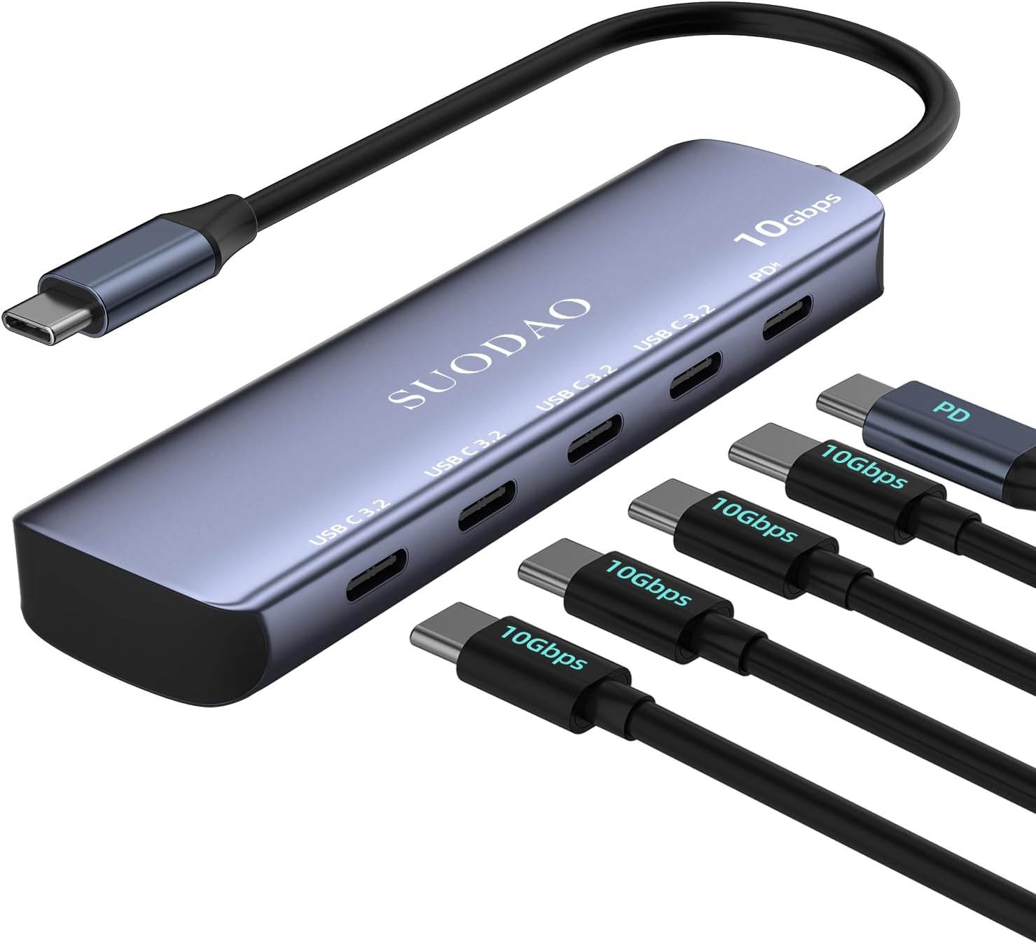 SUODAO 10Gbps USB C Hub, Aluminum 5-in-1 usb c hub multiport adapter ...