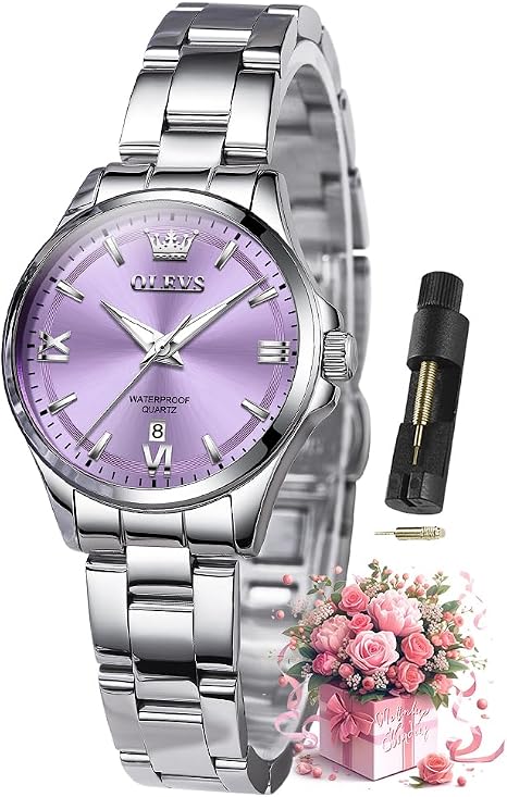 Amazon.com: OLEVS Watches for Women Luxury Elegant Stainless Steel ...