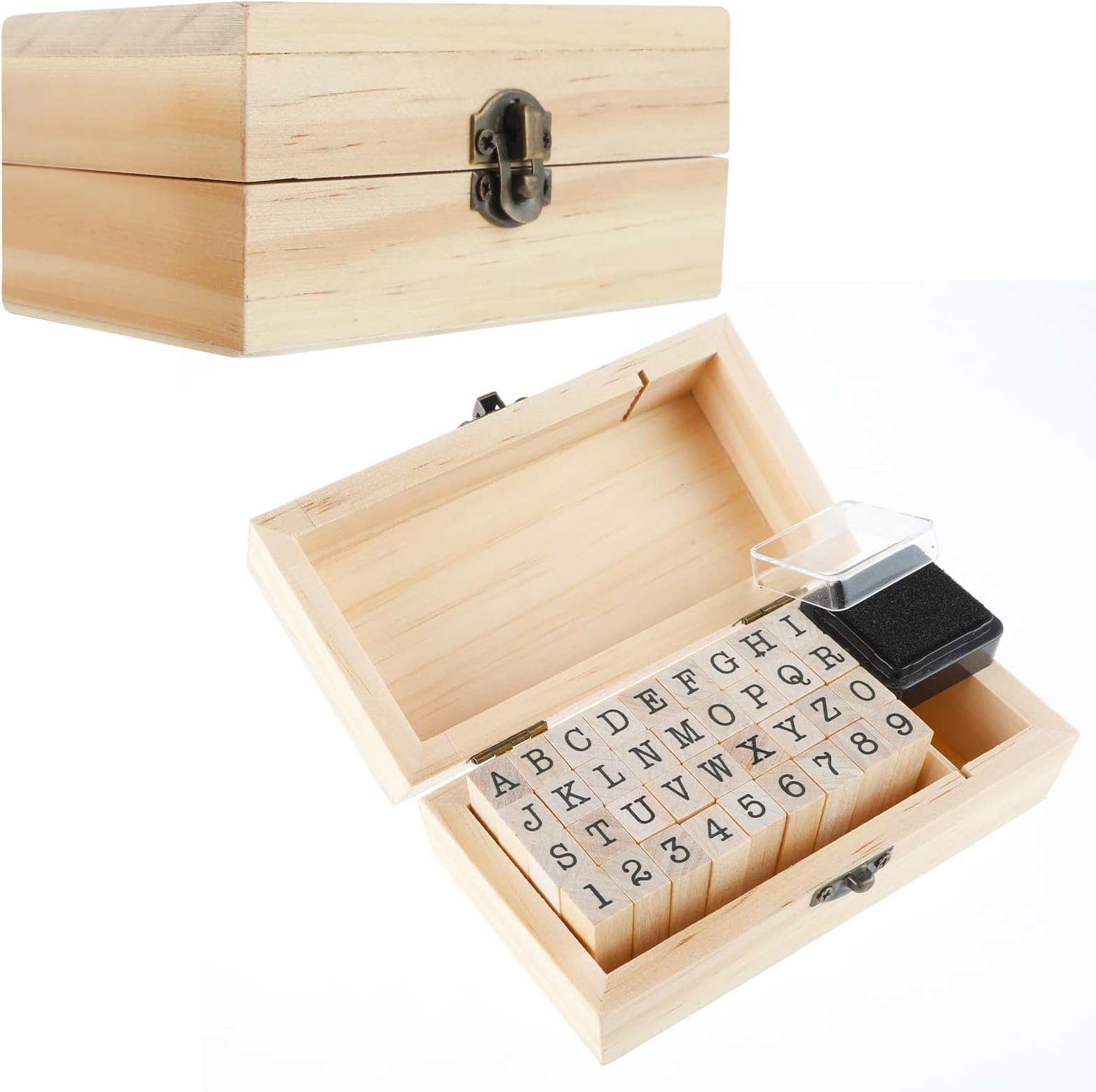 Amazon.com: 36Pcs Wooden Rubber Stamps, Mini Letters and Numbers Stamps ...