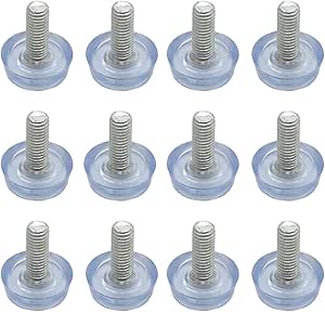 RLECS 12PCS Hard Rubber Transparent Adjustable Furniture Feet M8 ...