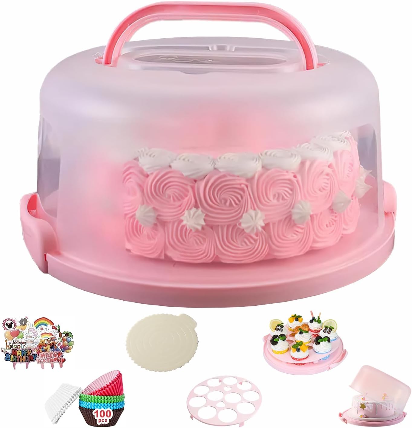 Amazon.com | Yoution Cake Box Round Cake Stand with Lid and Foldable ...