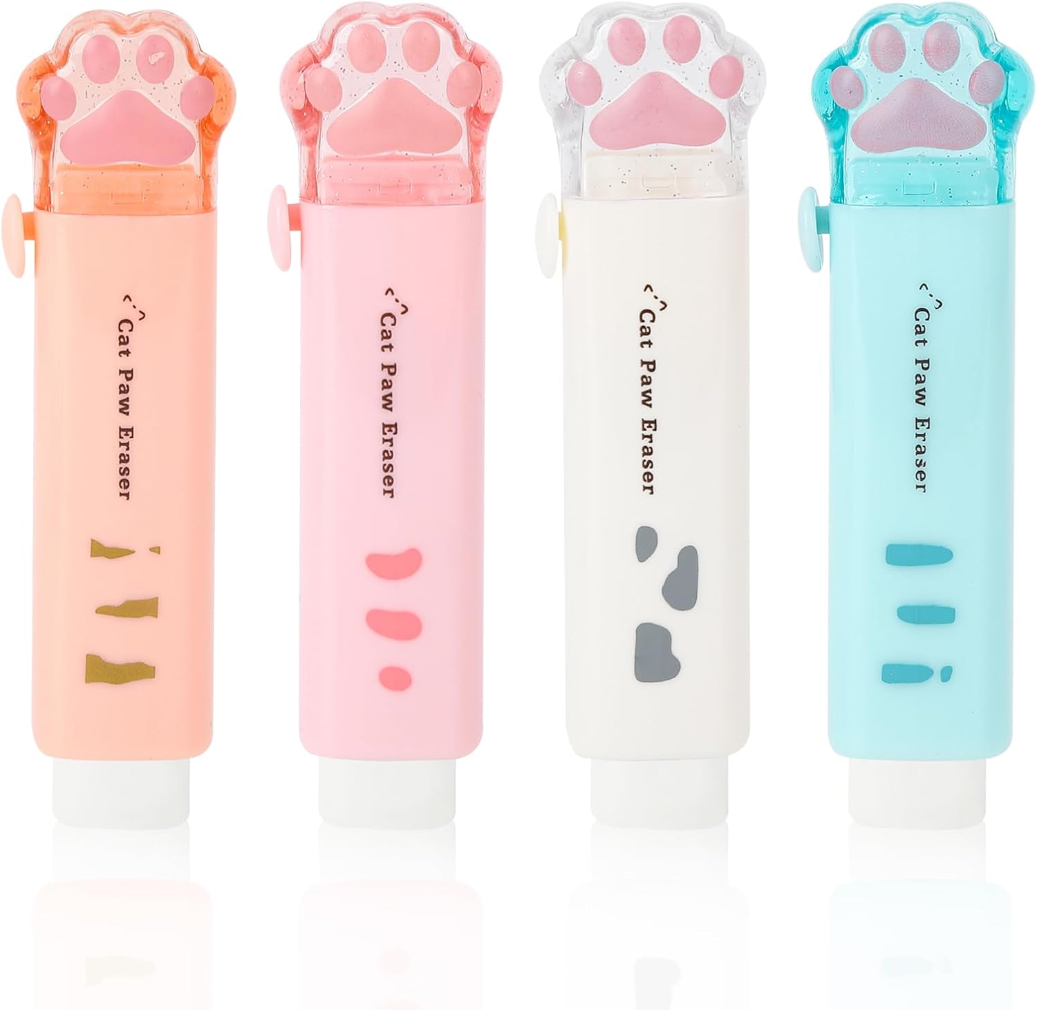Fadcaer 4Pcs Cute Erasers School, Retractable Rubber Kids Cat Paw ...