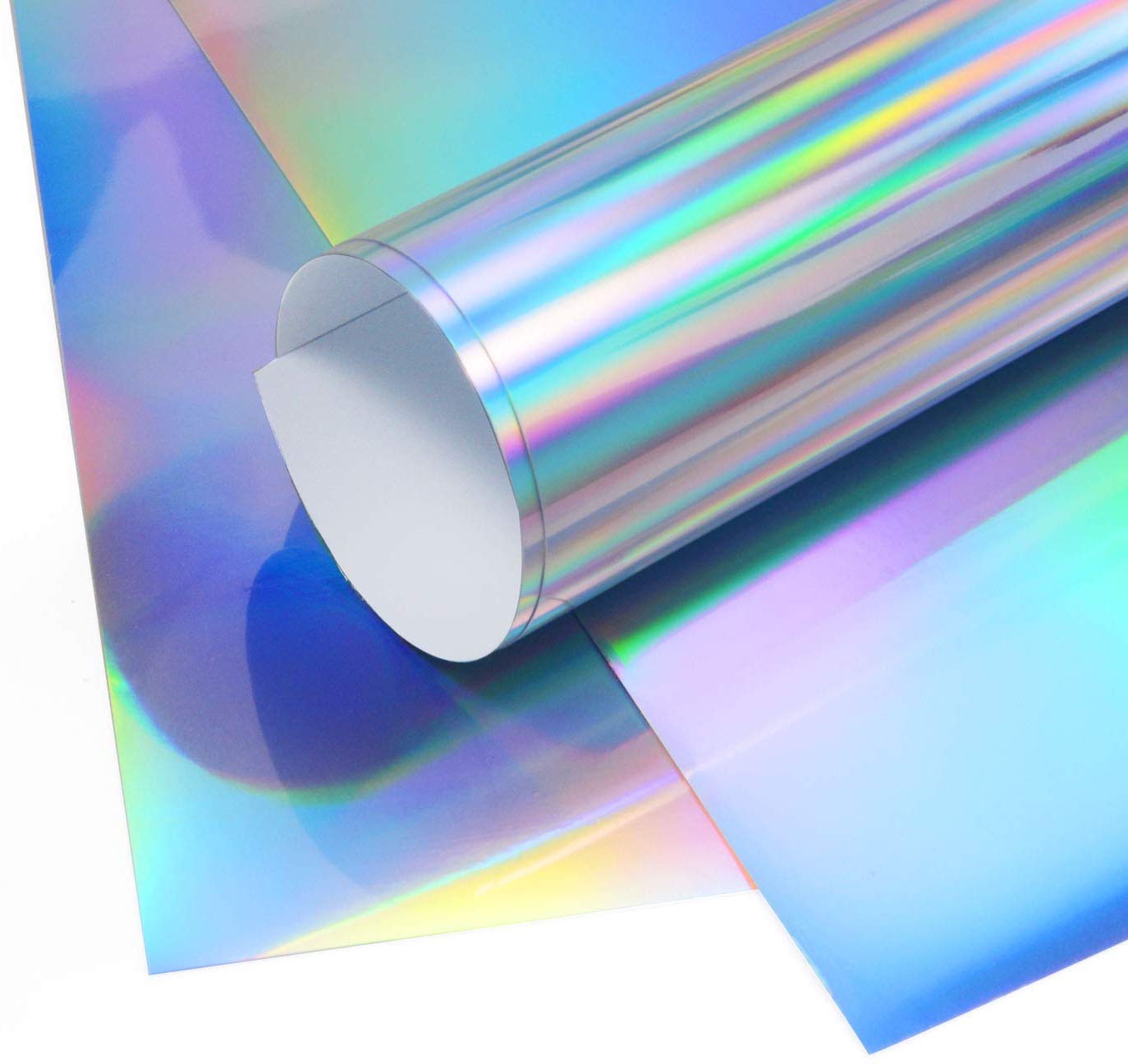 Buy Rainbow Holographic Silver Vinyl Roll, Extra Large 24" x 30FT Roll ...