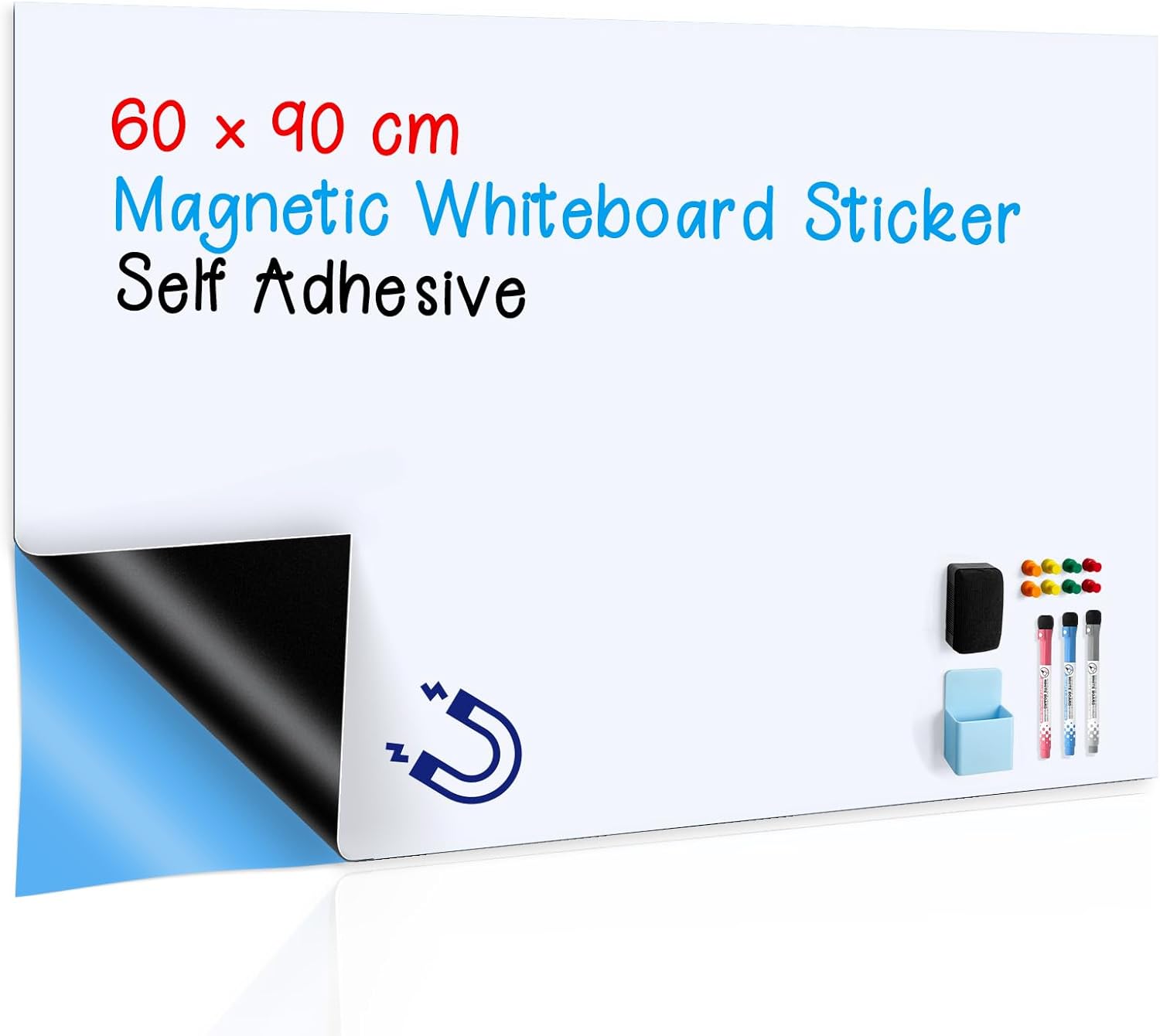 Magnetic Large Whiteboard Paper 60 x 90 cm, Self-Adhesive White Board ...