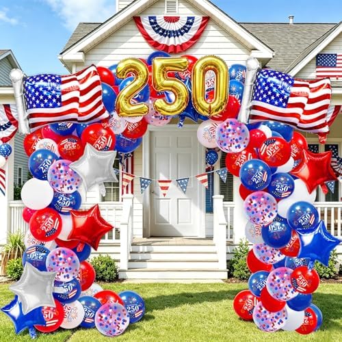 Amazon.com: 104 PCS Red White and Blue Balloon Garland Arch Kit ...