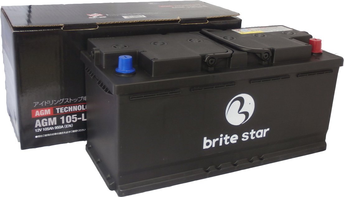 Amazon.co.jp: Brite Star ブライトスターバッテリー 輸入車用 AGM 105-L6 アイドリングストップ車、充電制御車対応 : 車＆バイク